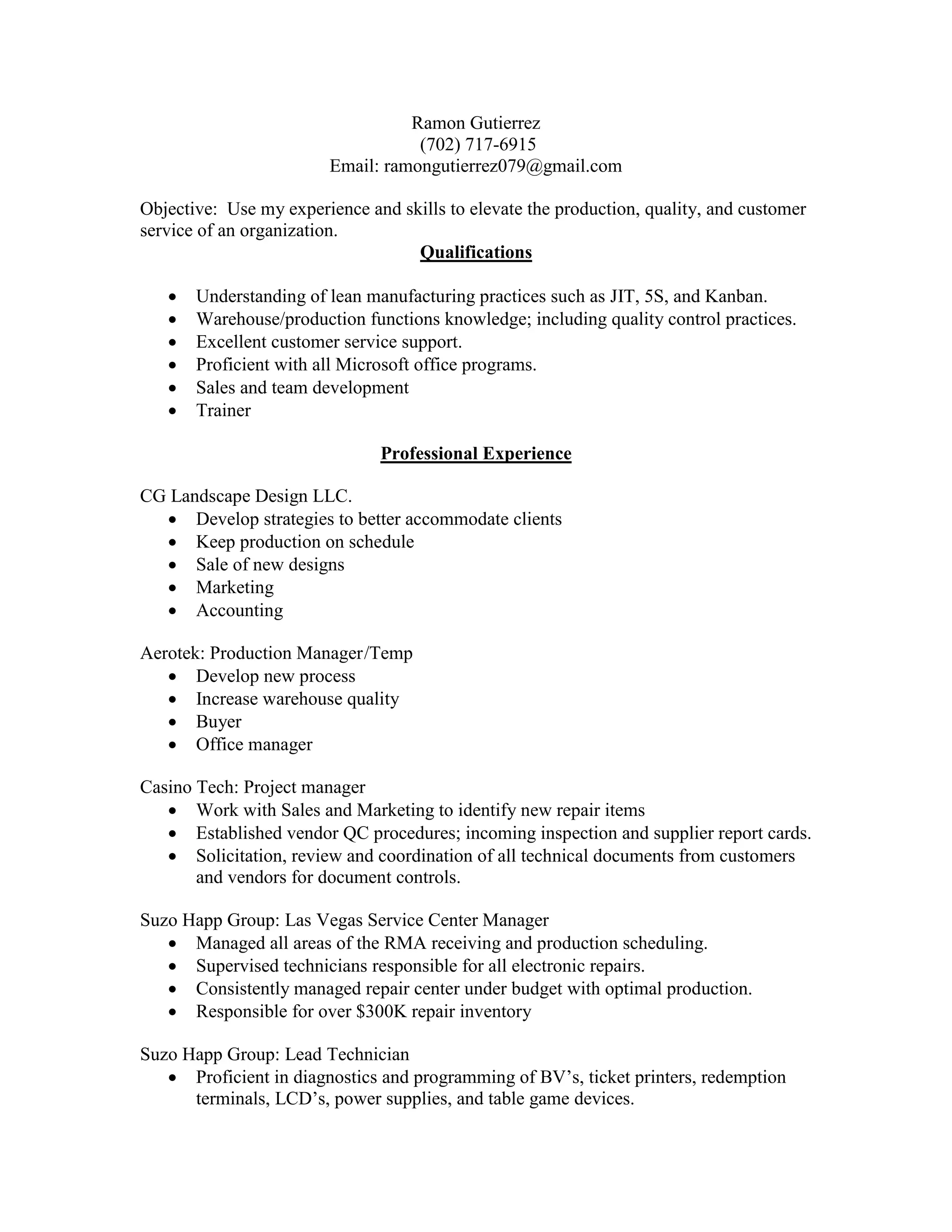 Ramon Gutierrez 2016 Resume | PDF