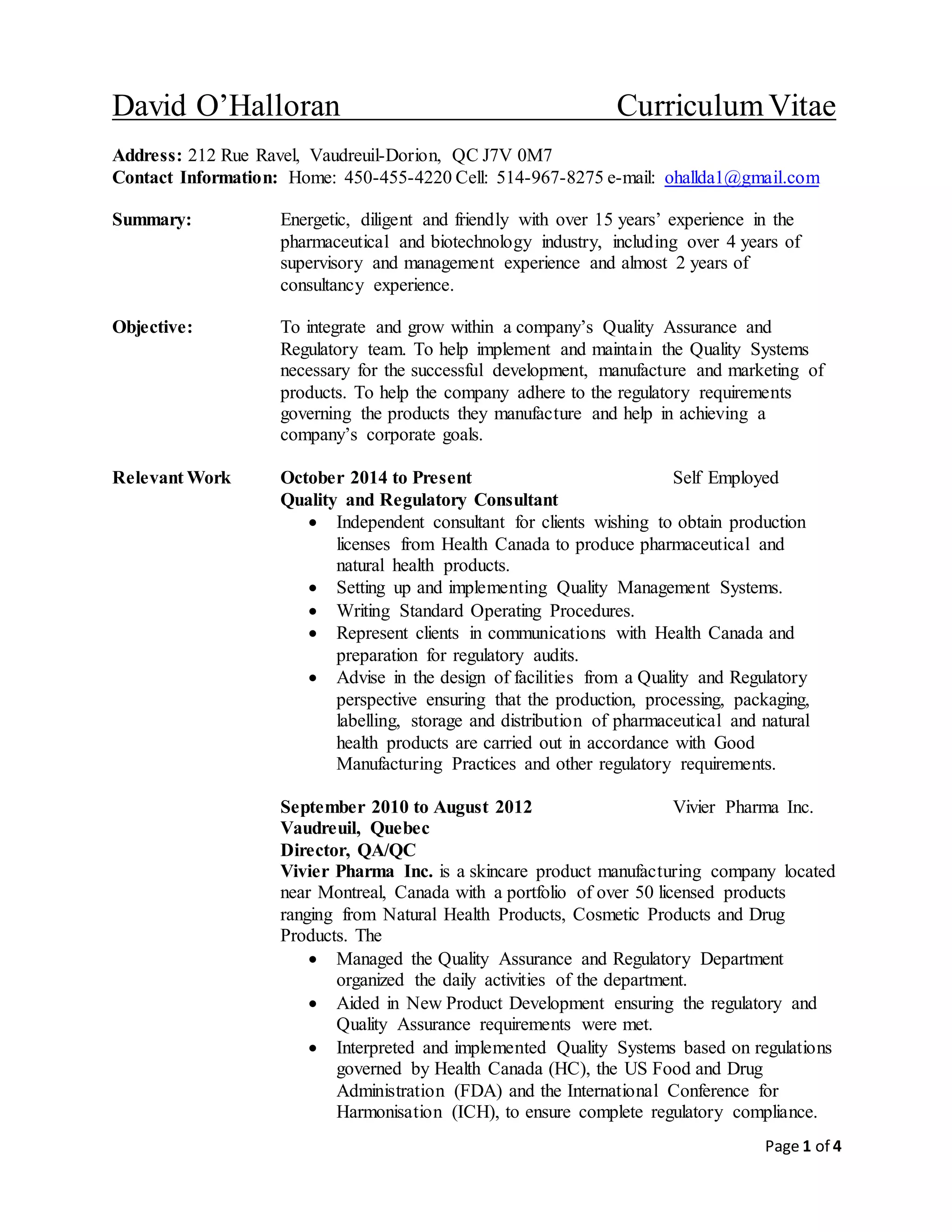 CV - David O'Halloran Long Version | DOCX