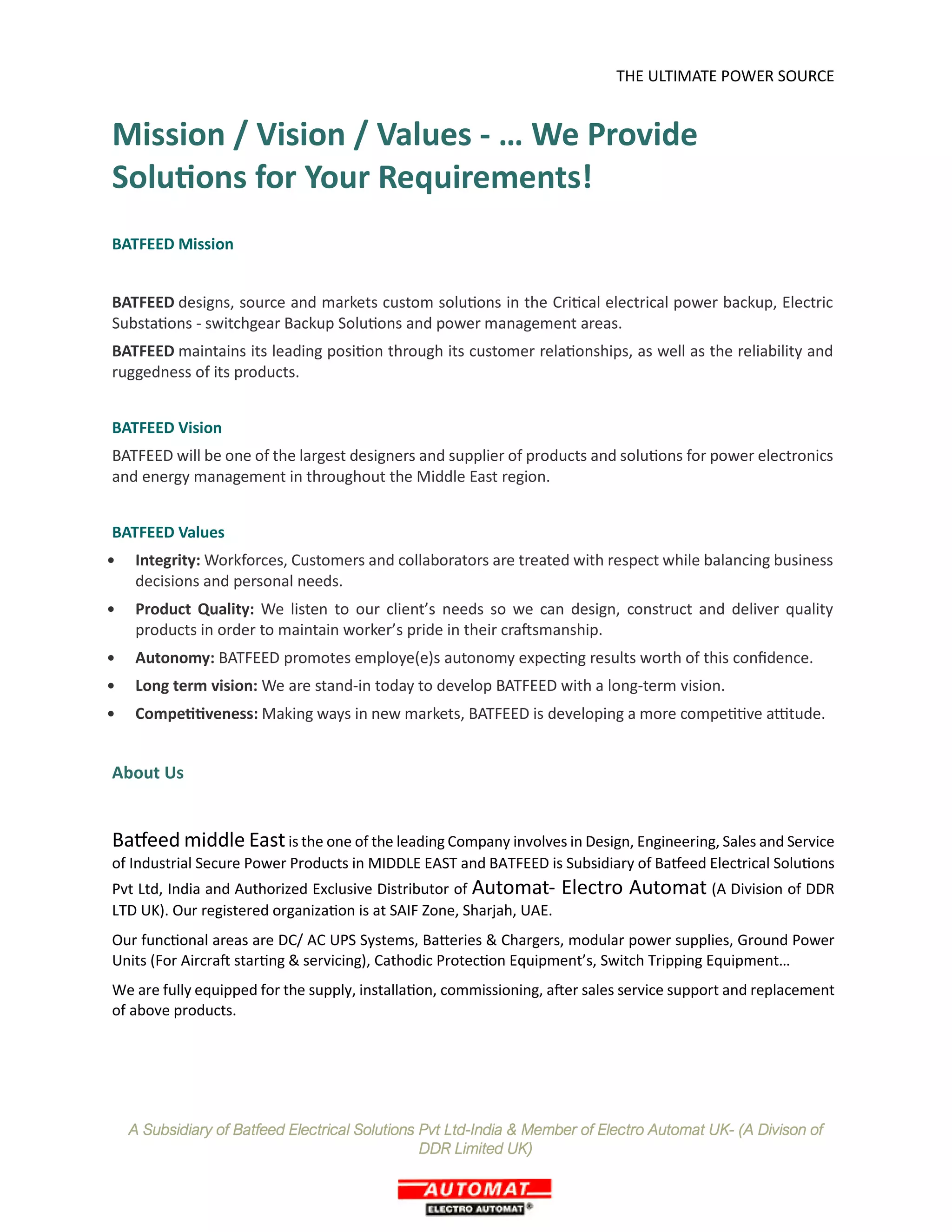 COMPANY PROFILE BATFEED.1 | PDF