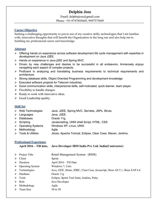 Delphin Jose resume | PDF