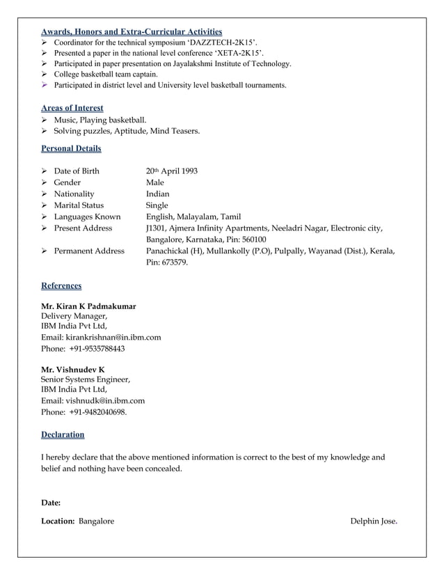Delphin Jose resume | PDF
