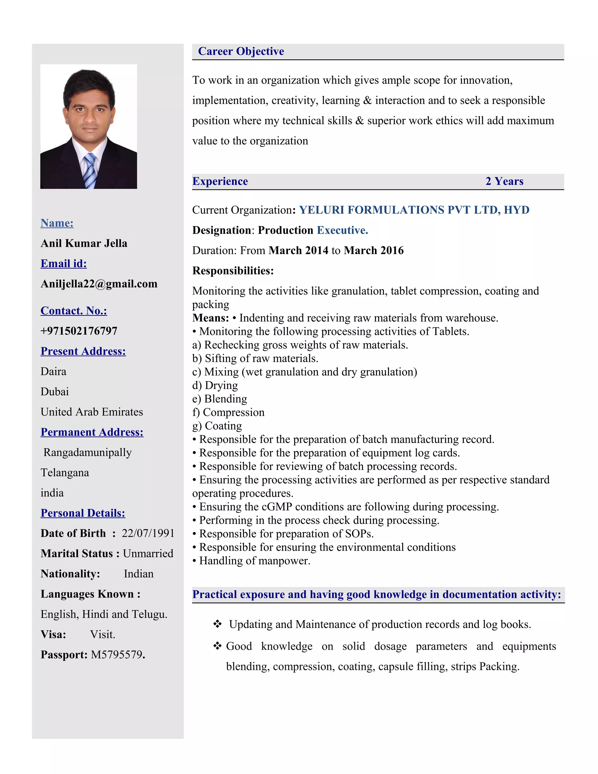 Anil yeluri formulations cv | DOC | Careers