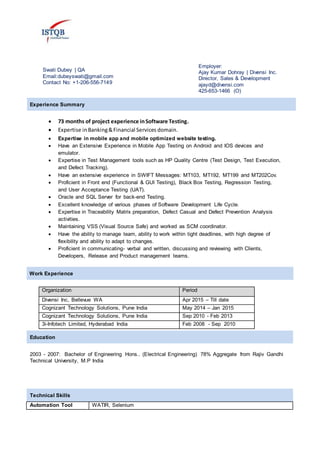 Swati Dubey QA 6 Yrs | PDF