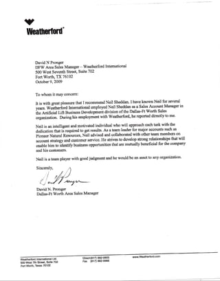 Dave Pronger Reference Letter | PDF