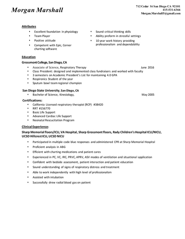revised RT resume Morgan | DOCX | Business | Business and Finance