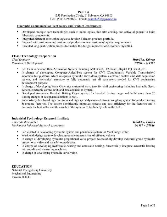 Paul Lo resume | PDF