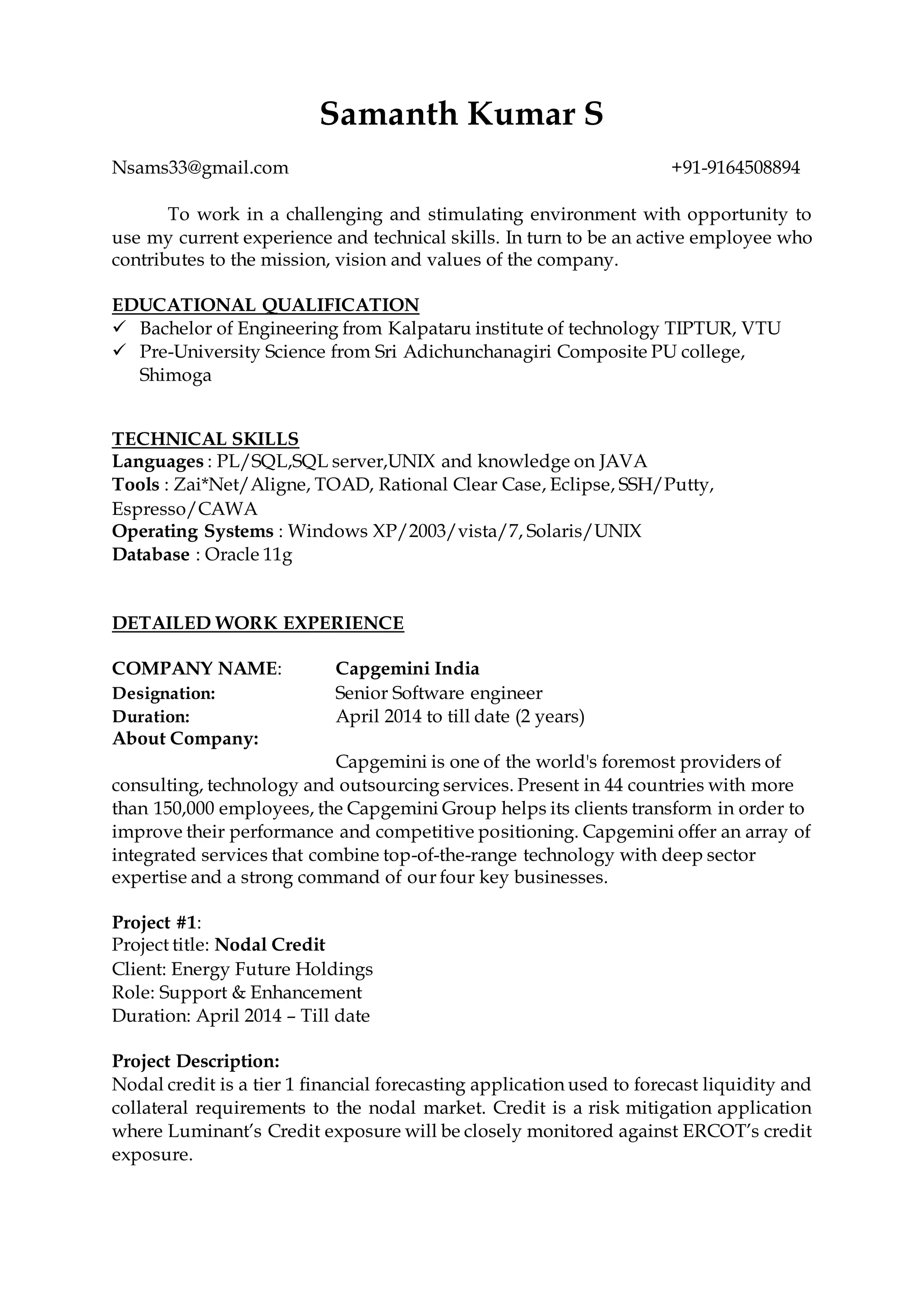 Samanth Kumar Resume | PDF