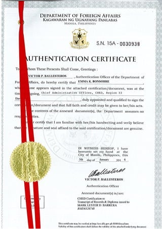 Authentication Certificate - Red Ribbon | PDF
