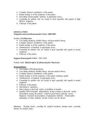 RESUME Dr Anvarsalim BHMS | DOCX