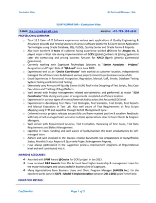 Sujay Kumar Jha - Curriculum Vitae | PDF