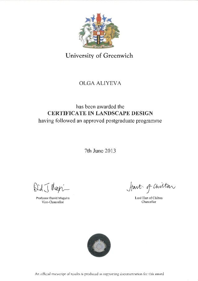 Certificate in landscape design