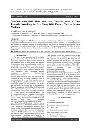 Non-NewtonianFluid Flow and Heat Transfer over a Non- Linearly ...