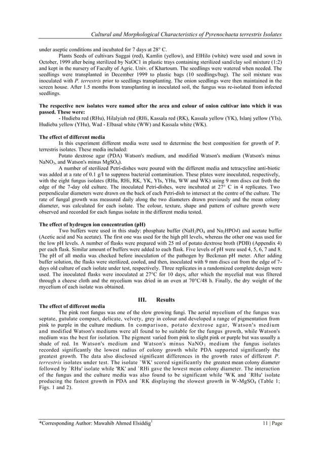 Cultural and Morphological Characteristics of Pyrenochaeta terrestris ...