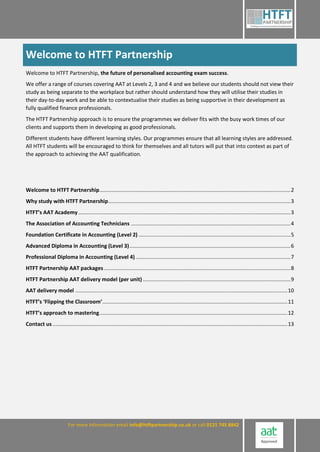 HTFT Partnership AAT Brochure 2016-17 | PDF