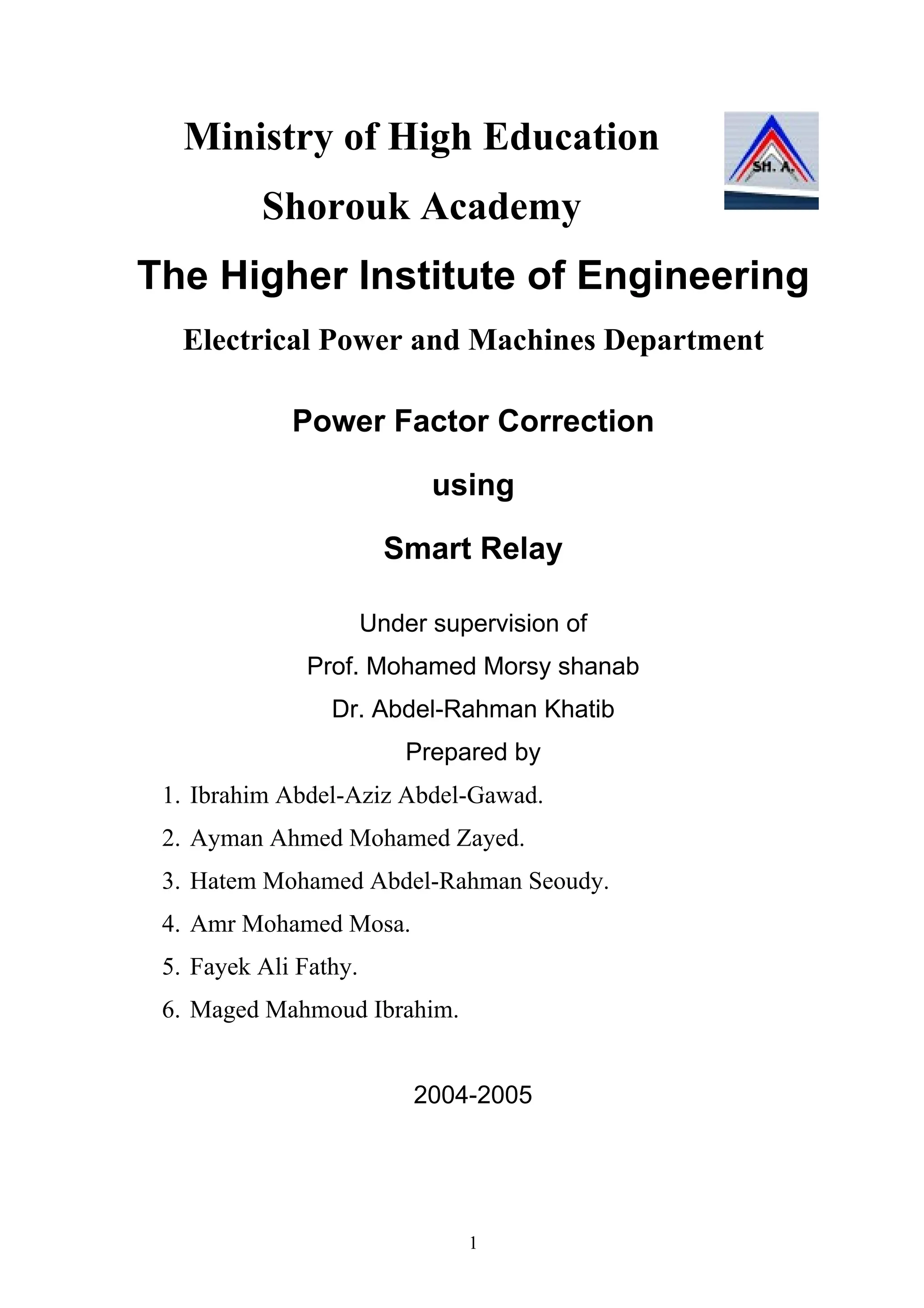 power factor correction using smart relay | PDF