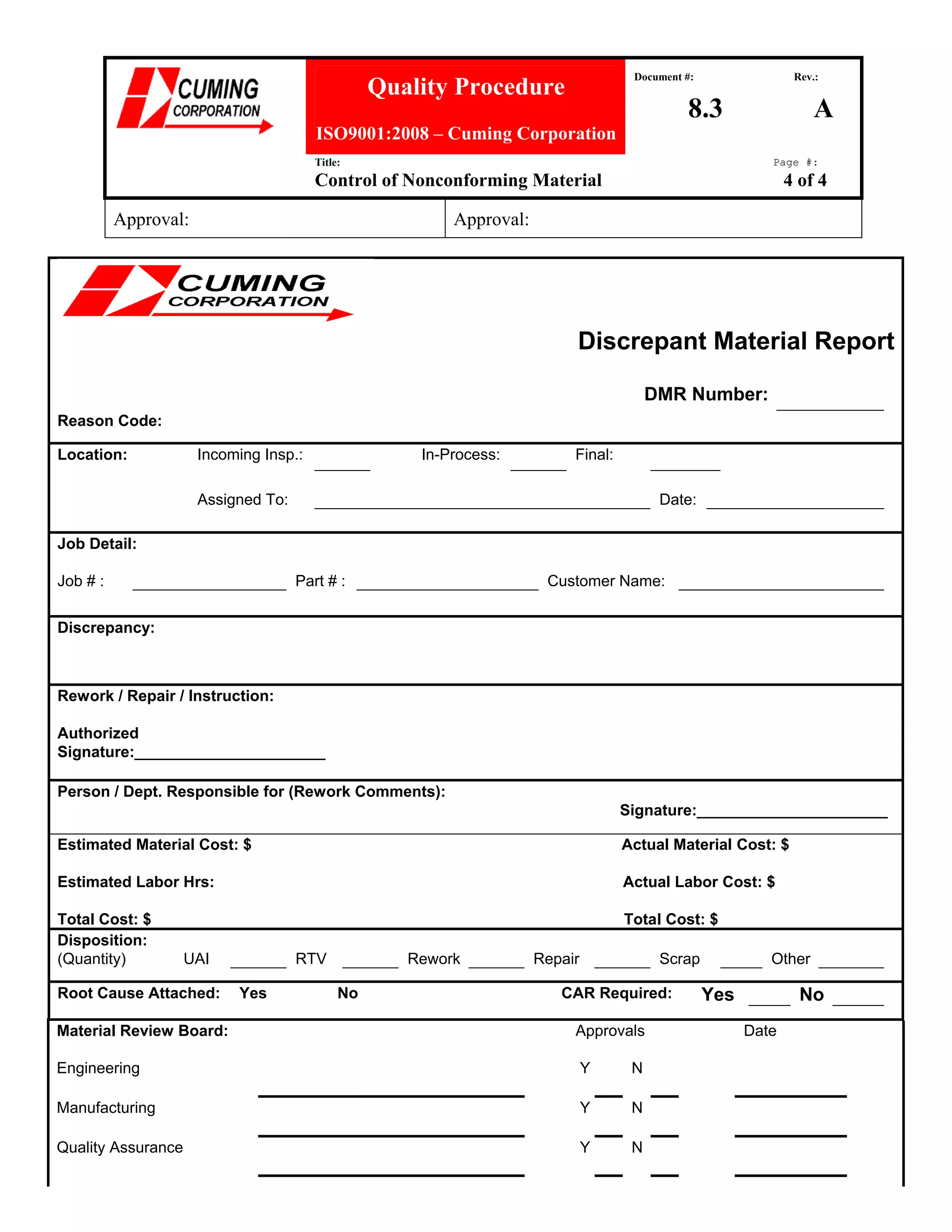 8.3 Control of Nonconforming Material | PDF