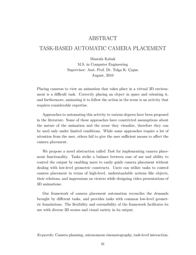 Task-Based Automatic Camera Placement | PDF