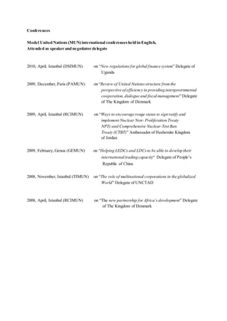 Model United Nations Conferences | DOCX | Politics