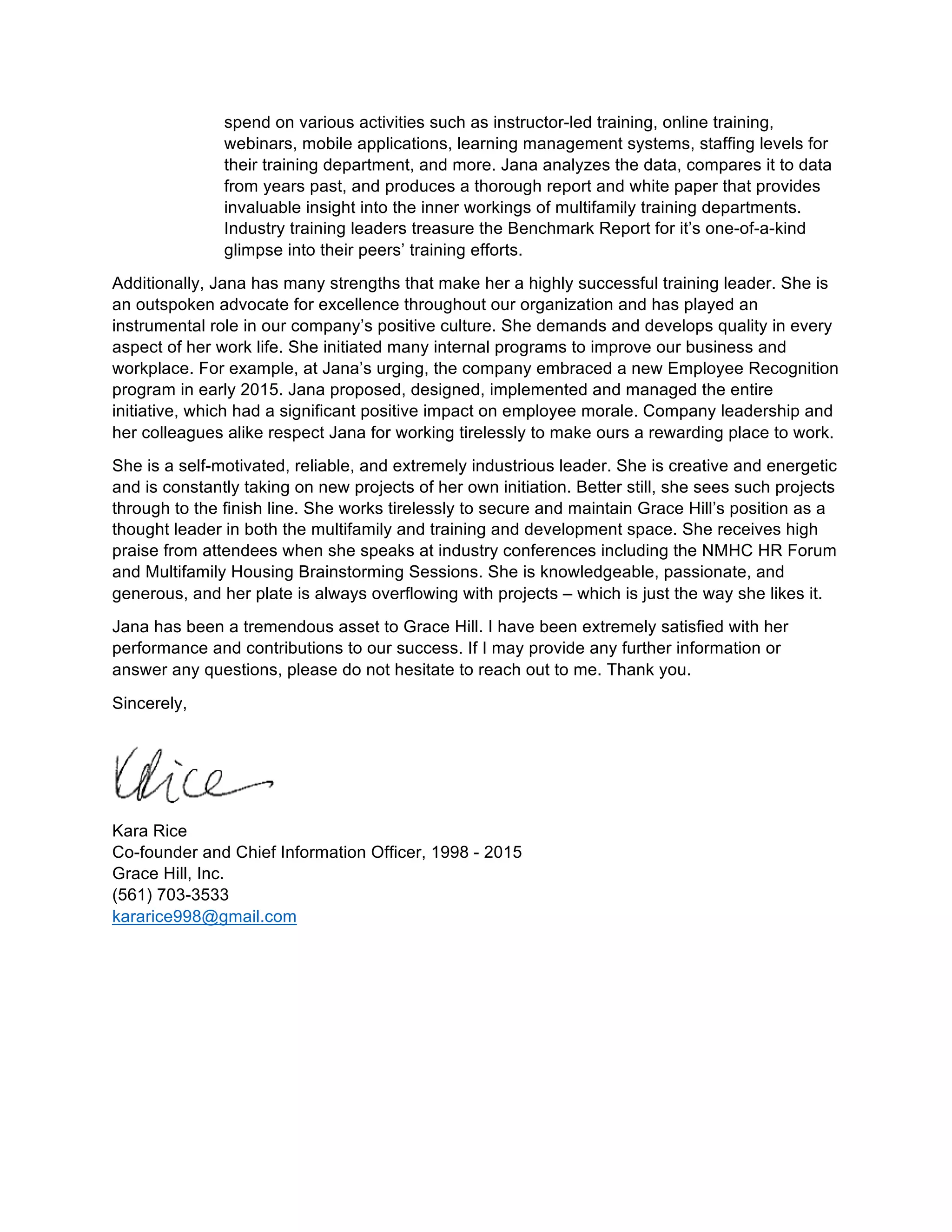 Recommendation Letter - Kara Rice | PDF