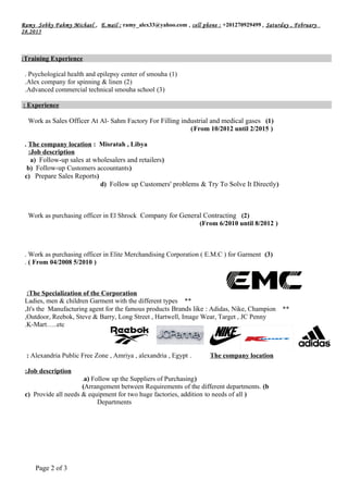 The new 111Curriculum Vitae of Ramy sobhy michael f | PDF