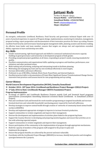 Jattani Rob Updated CV June 2016 | PDF