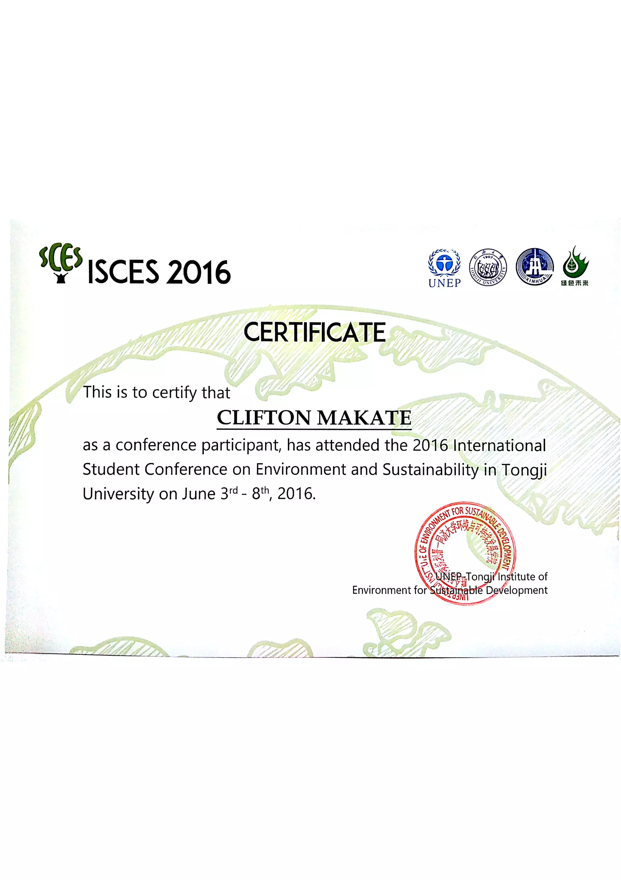 ISCES 2016_Conference Certificate | PDF