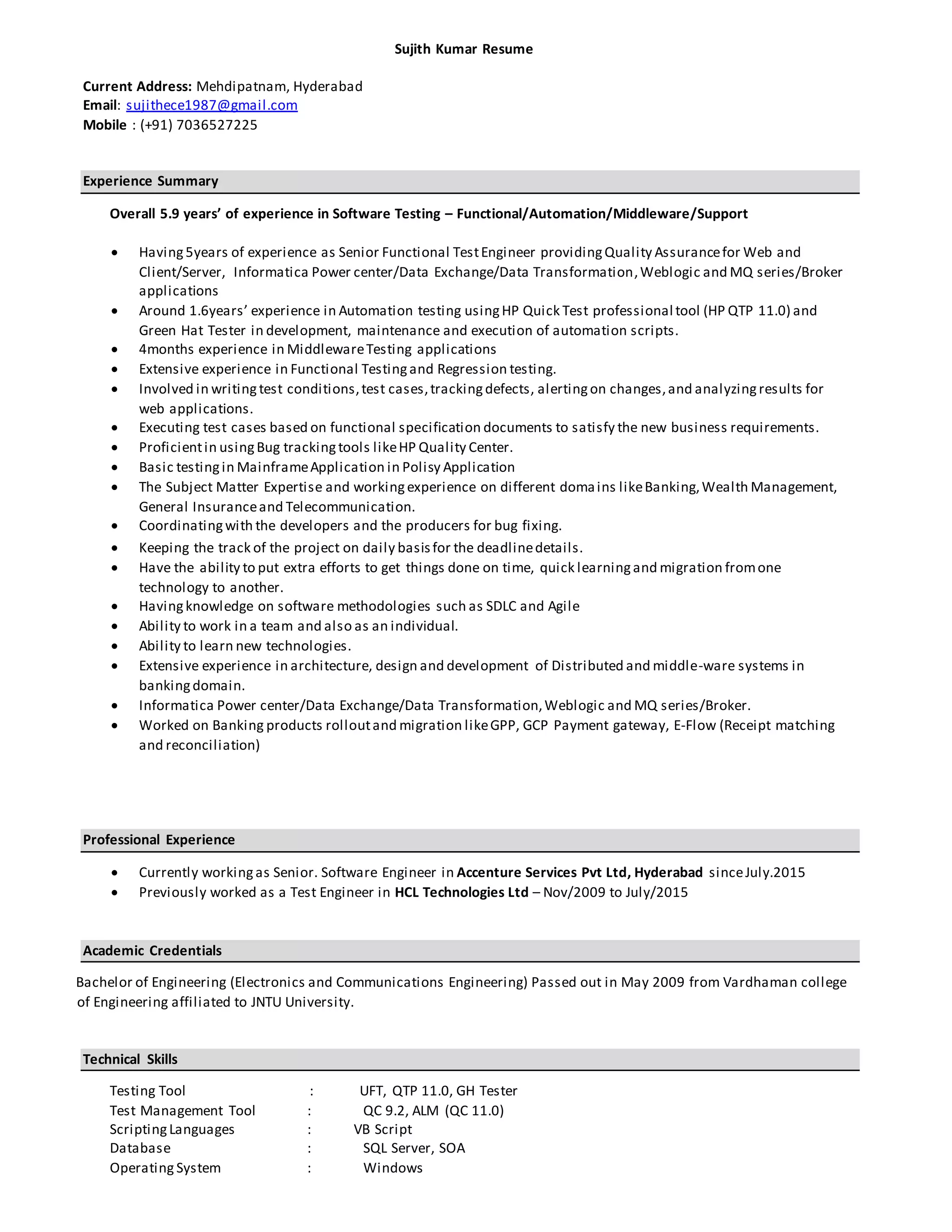 Sujith Kumar Resume- SSE | DOCX