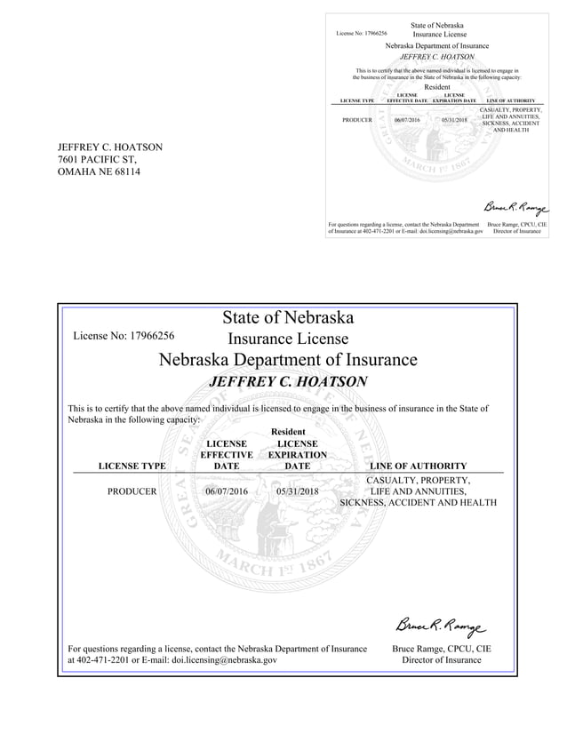 Jeff P & C License | PDF
