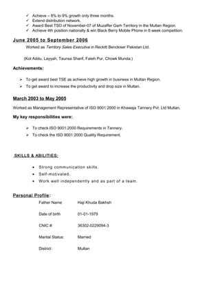 Hafiz Naseem Abbas CV | DOC