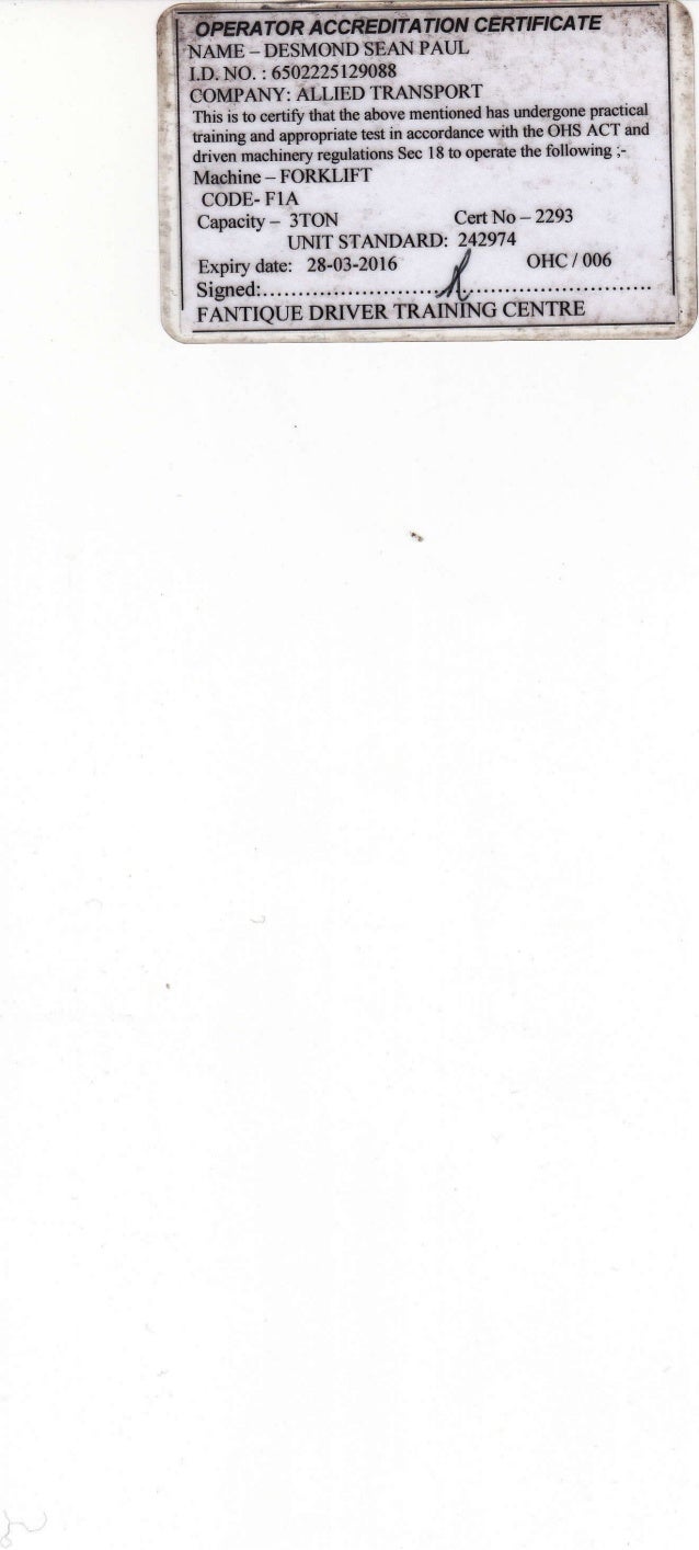 Operator Accreditation Certificate