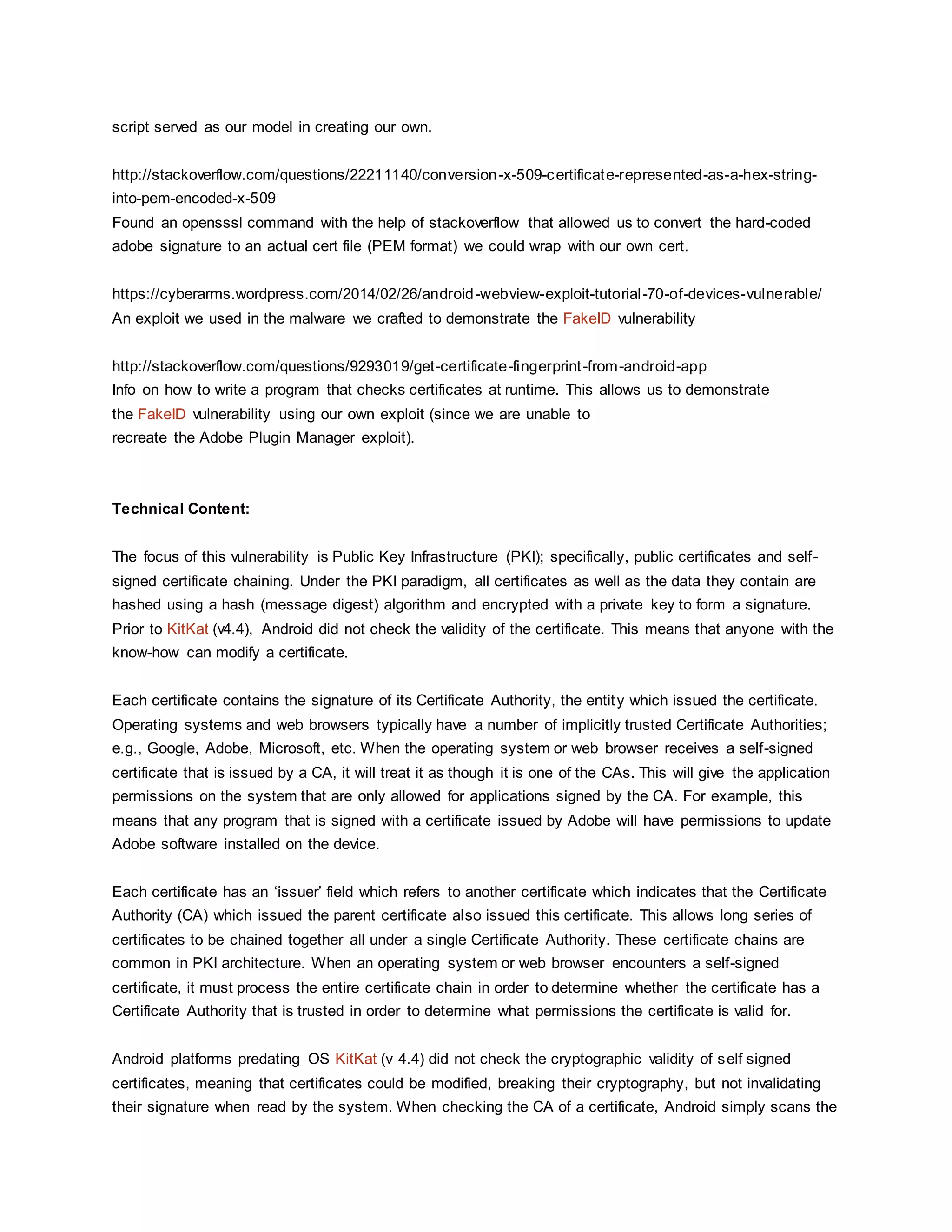 Android FakeID Vulnerability | PDF