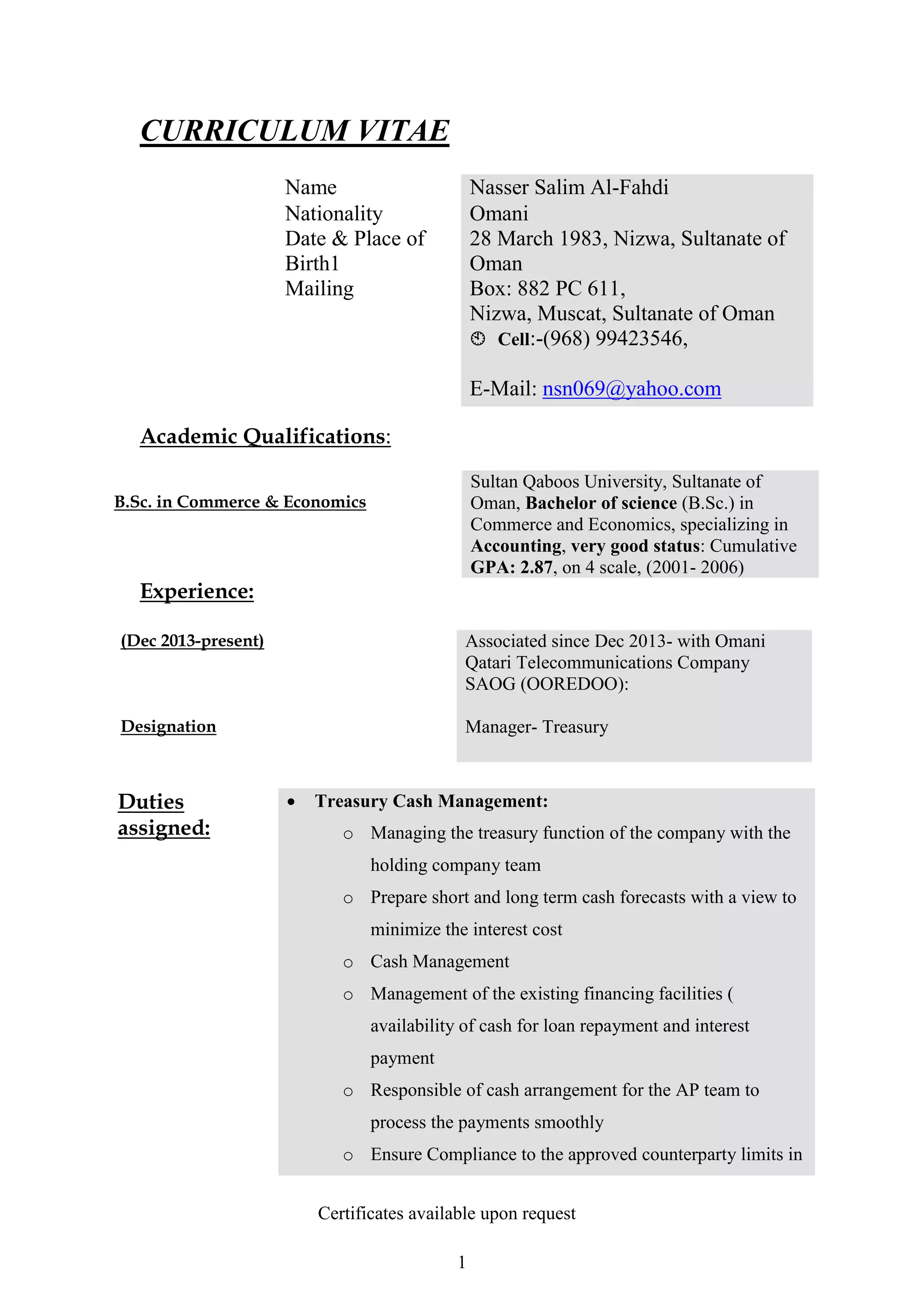 Nasser CV -2016 | PDF