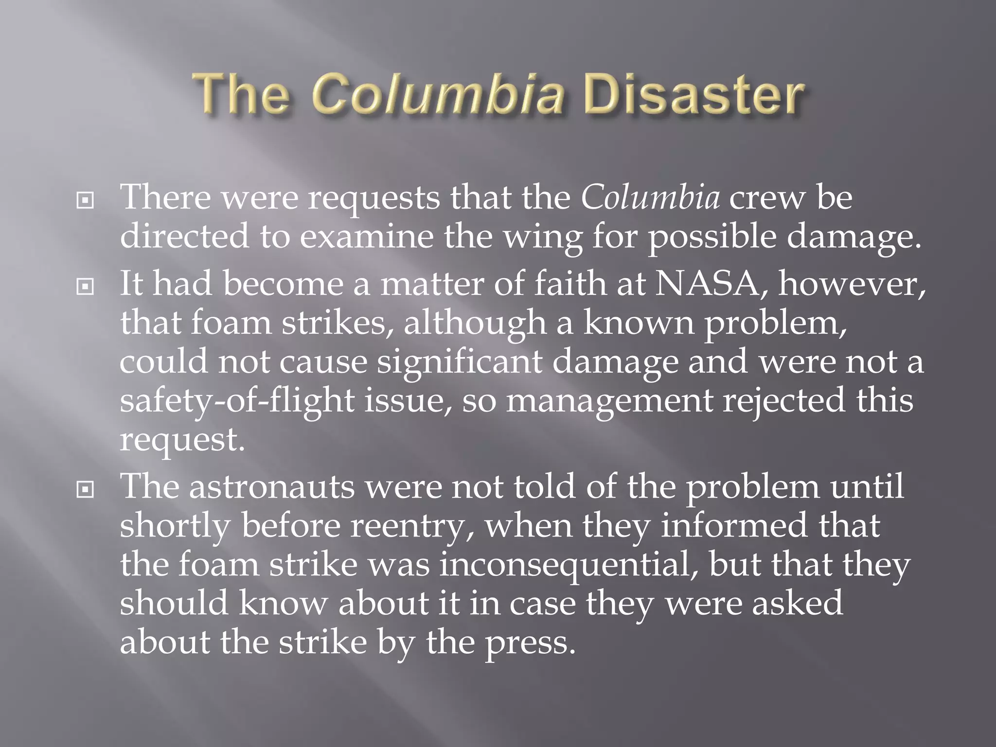The Space Shuttle Disasters | PDF | Space and Astronomy | Science