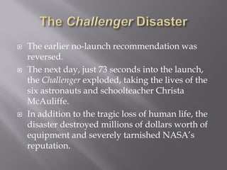 The Space Shuttle Disasters | PDF | Space and Astronomy | Science
