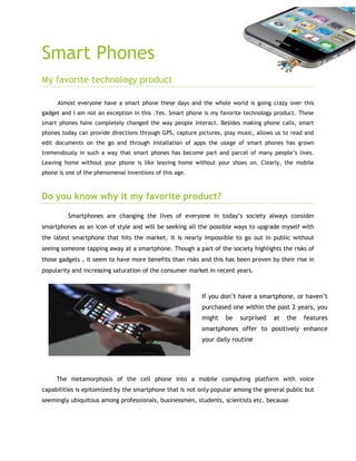 Article on Smartphones | PDF | Smartphones | Consumer Electronics