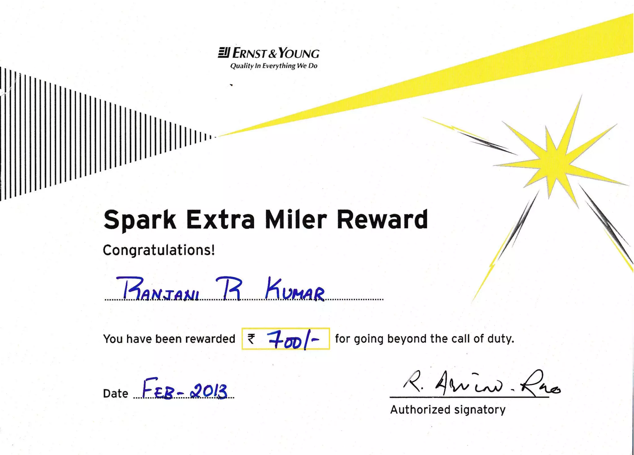 Extra Miler Award | PPT