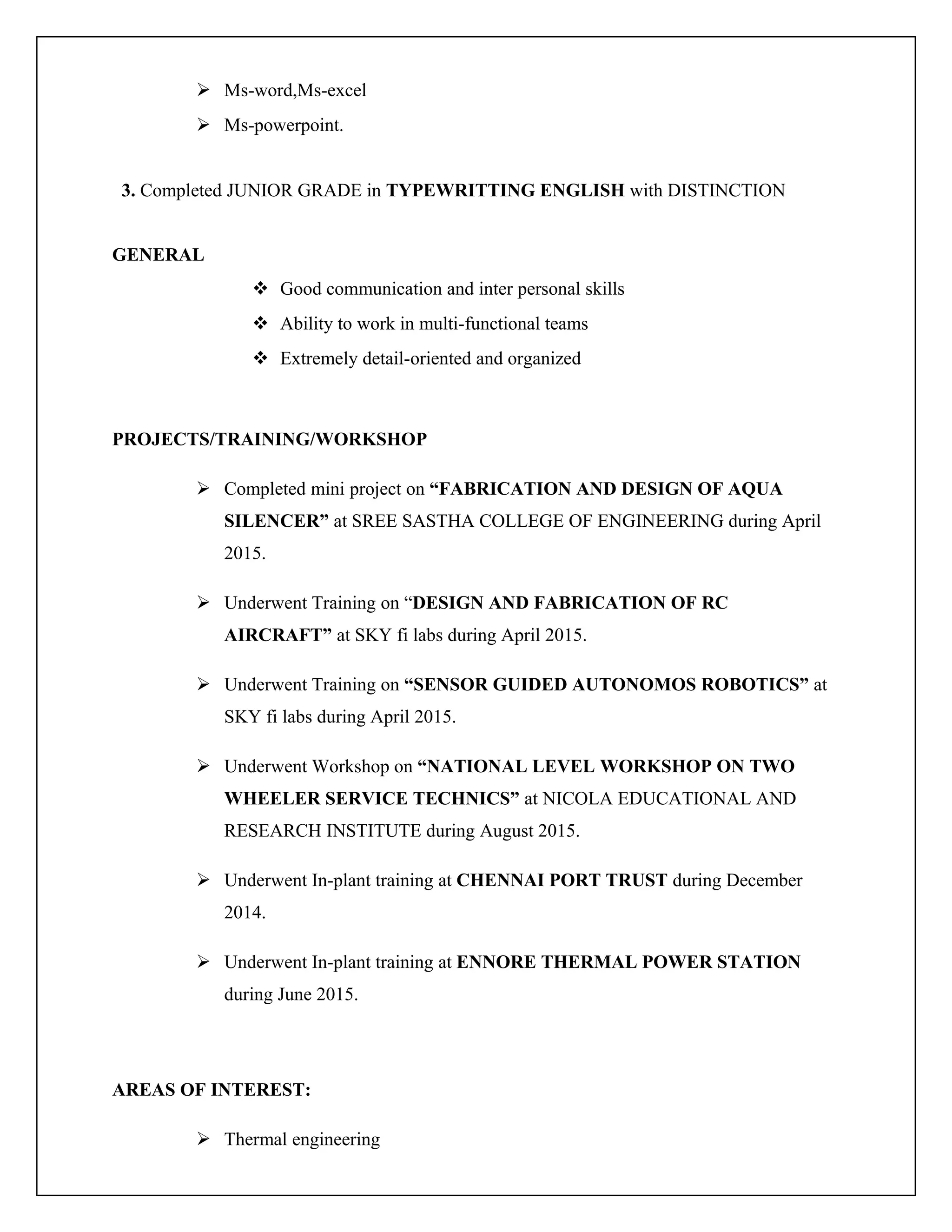 sathish resume employment | DOC
