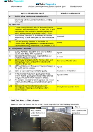 Work Experience Diary - VolkerFitzpatrick | DOC