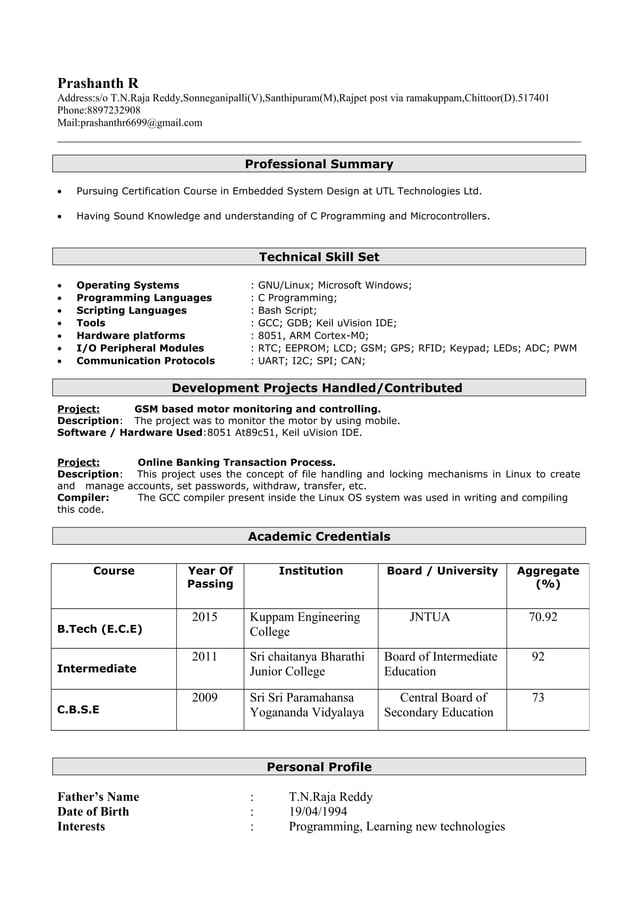 Prashanth resume | PDF