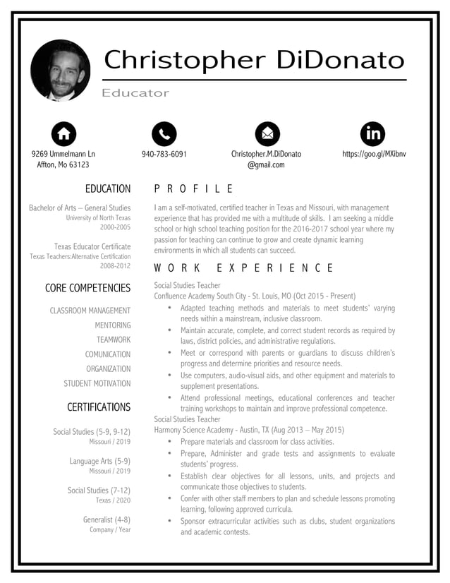 Christopher Educator Resume | PDF | Professional School | Postgraduate Education
