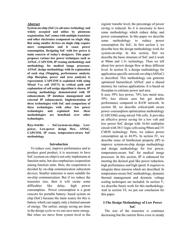 Low Power System On Chip Based Design Methodology Pdf