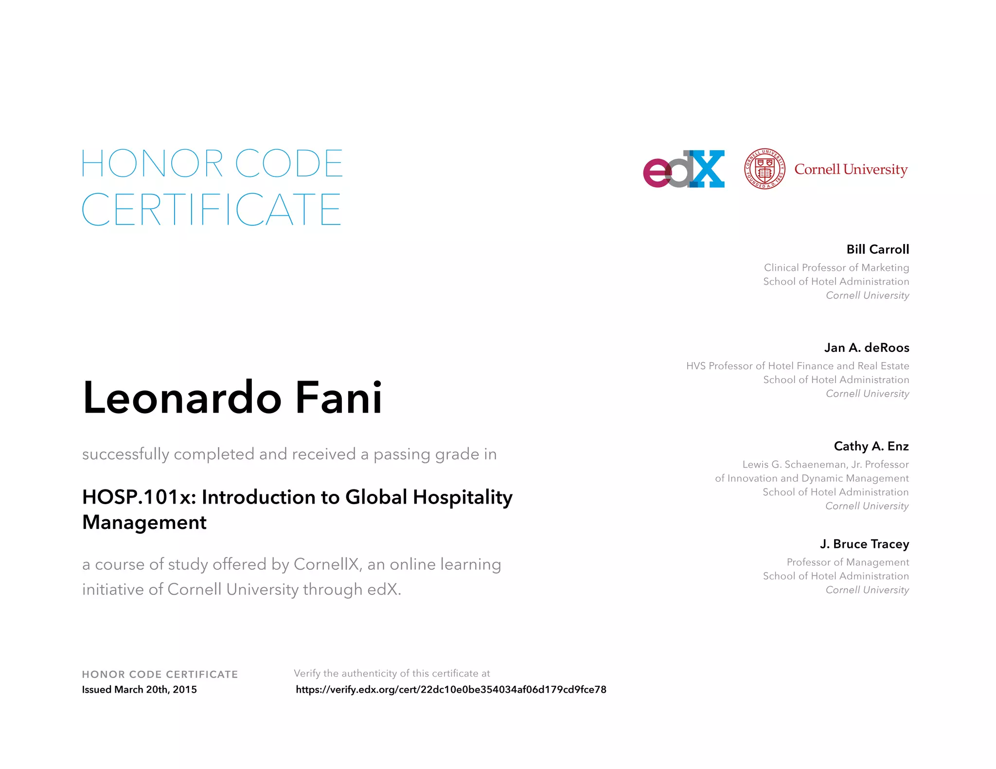 ECornell Certificate 2015 Introduction to Global Hospitality Management | PDF