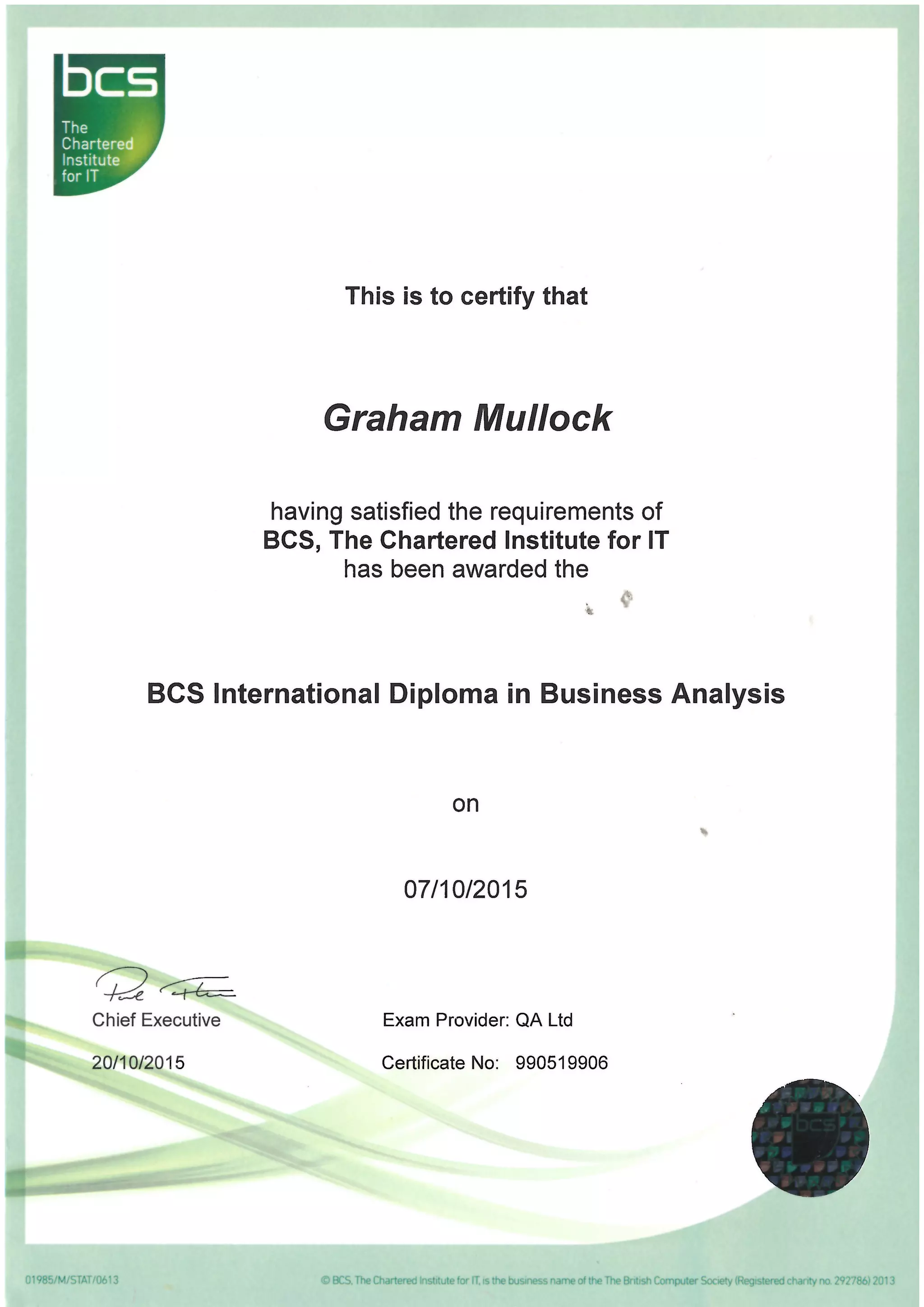 BCS Certificate | PDF