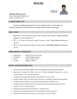 Resume | PDF | Computer Networking | Computing
