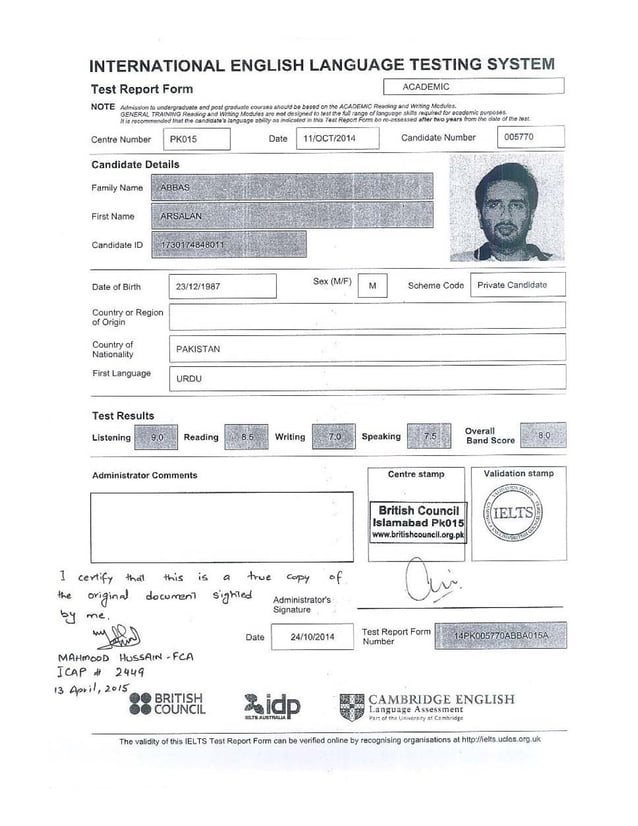 IELTS Certificate | PDF | Free Download