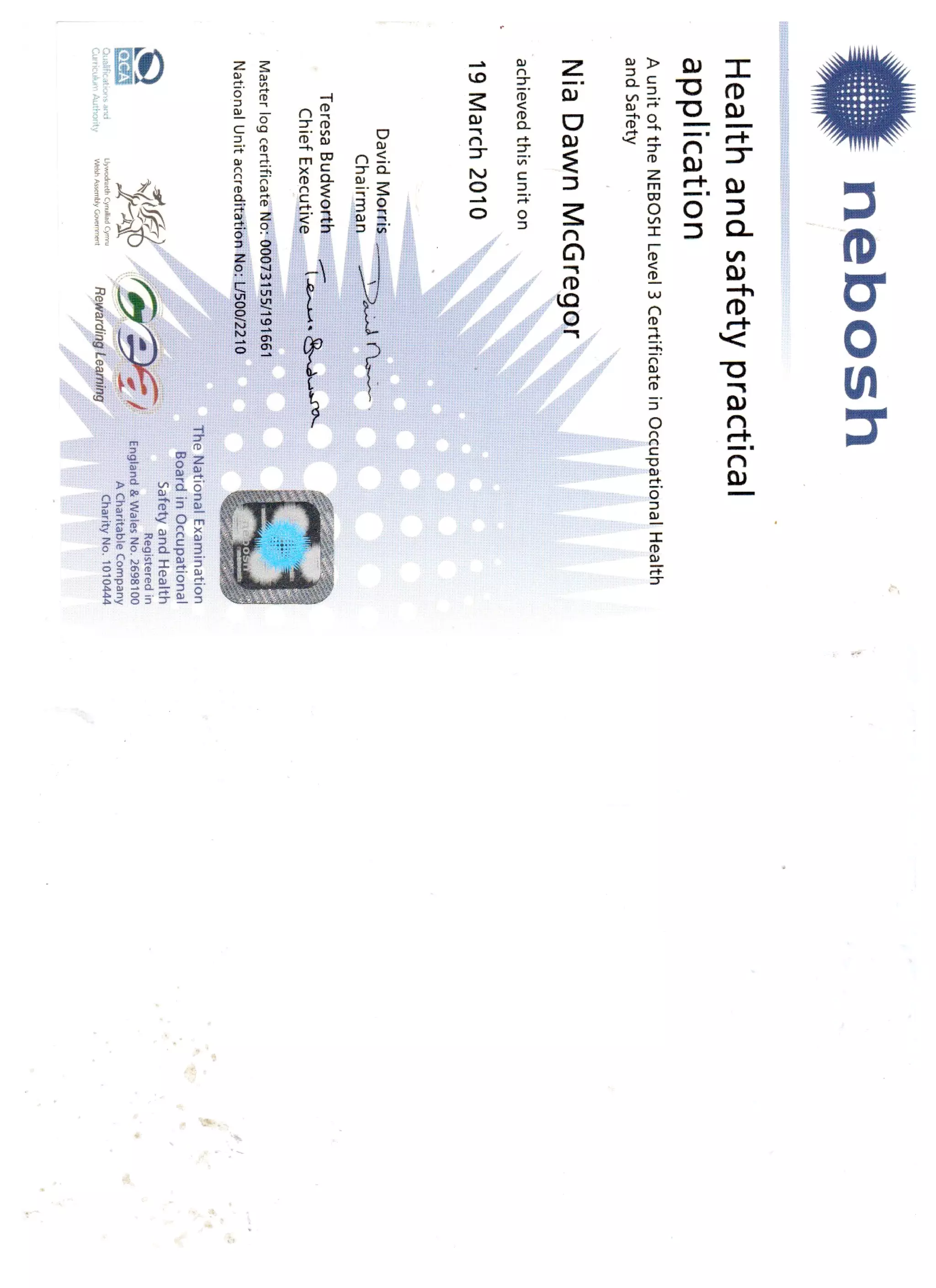 Nia McGregor NEBOSH Gen Unit C | PDF