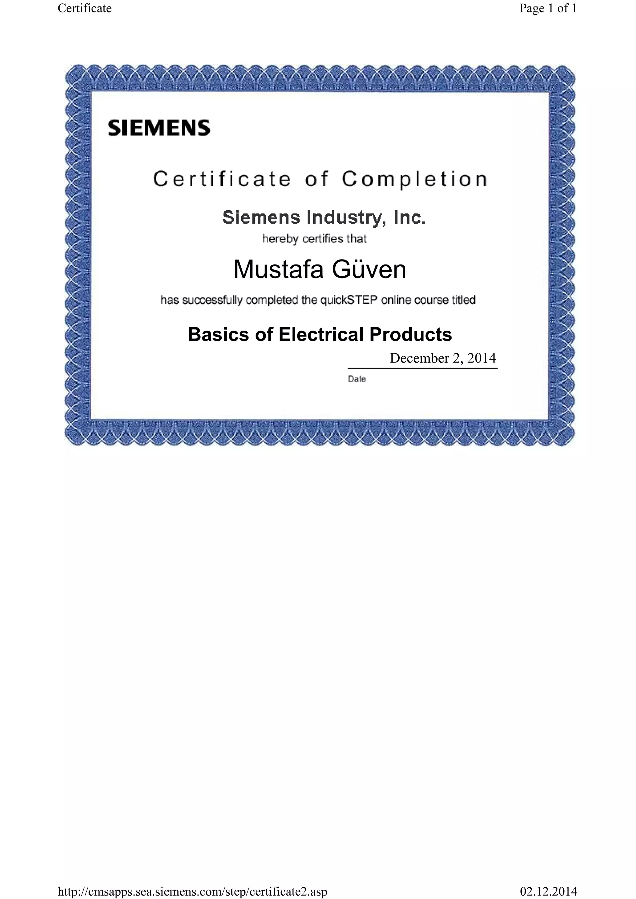 Basics of Electrical Products- Certificate | PDF