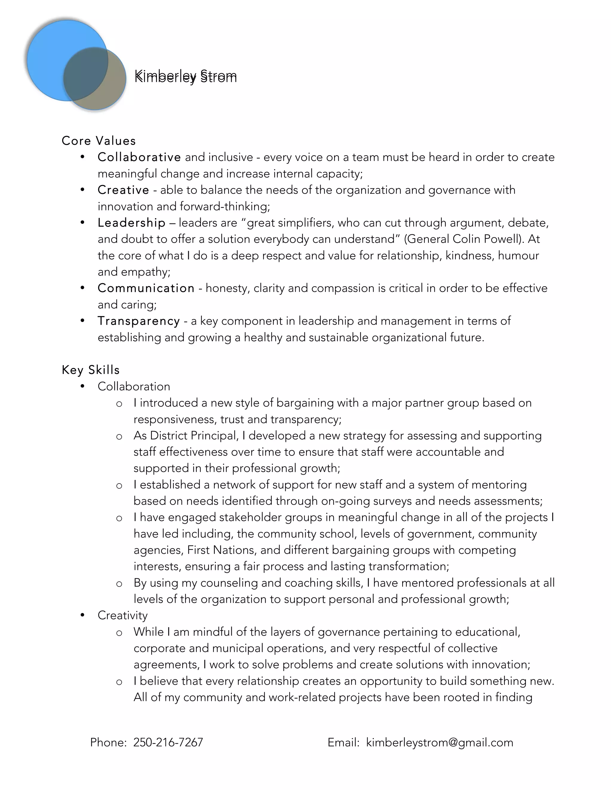 Kim Strom, CV, Public | PDF