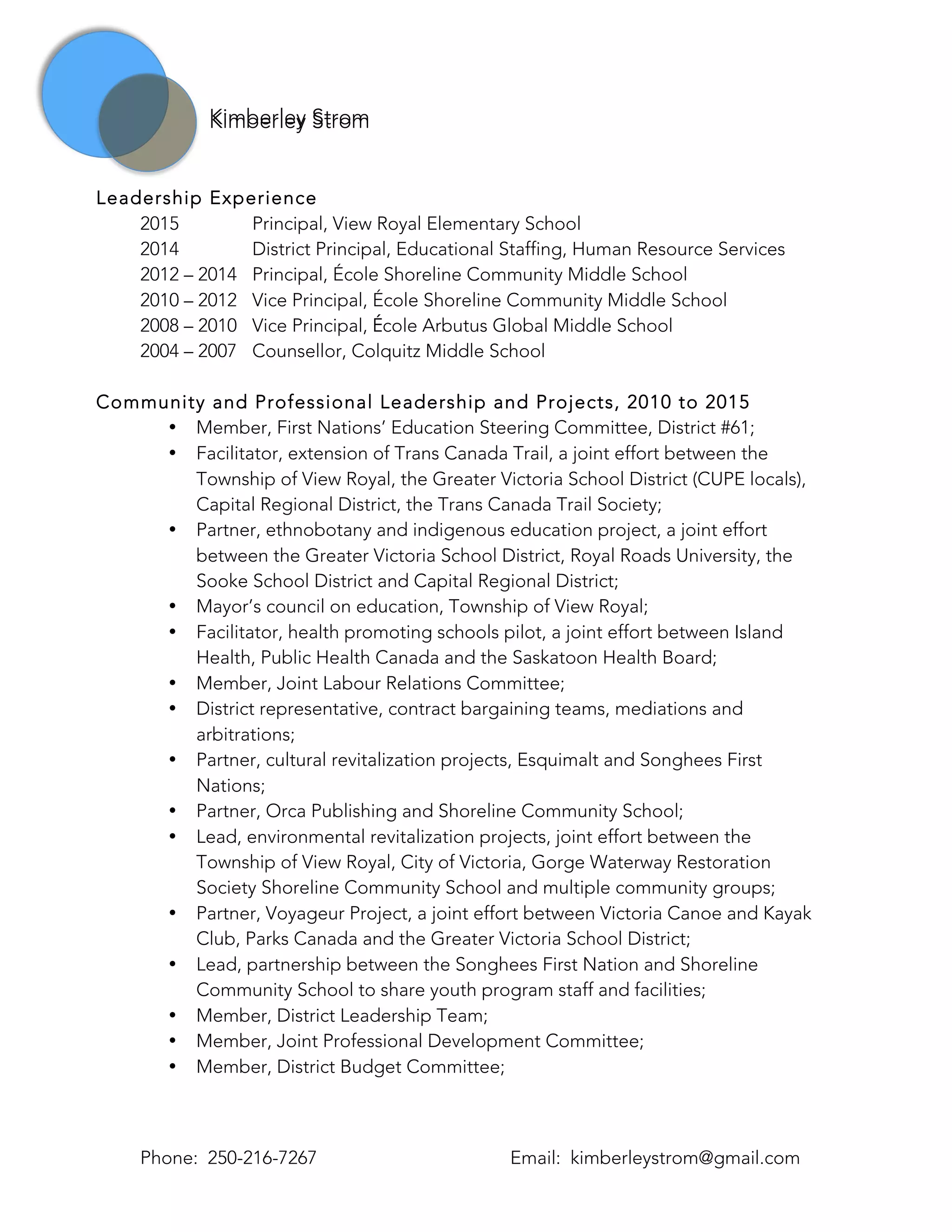 Kim Strom, CV, Public | PDF