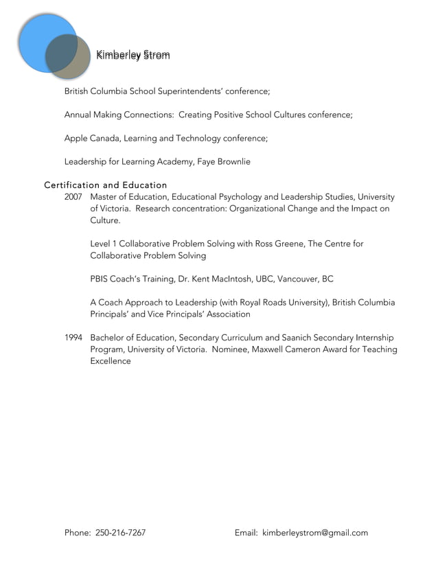 Kim Strom, CV, Public | PDF